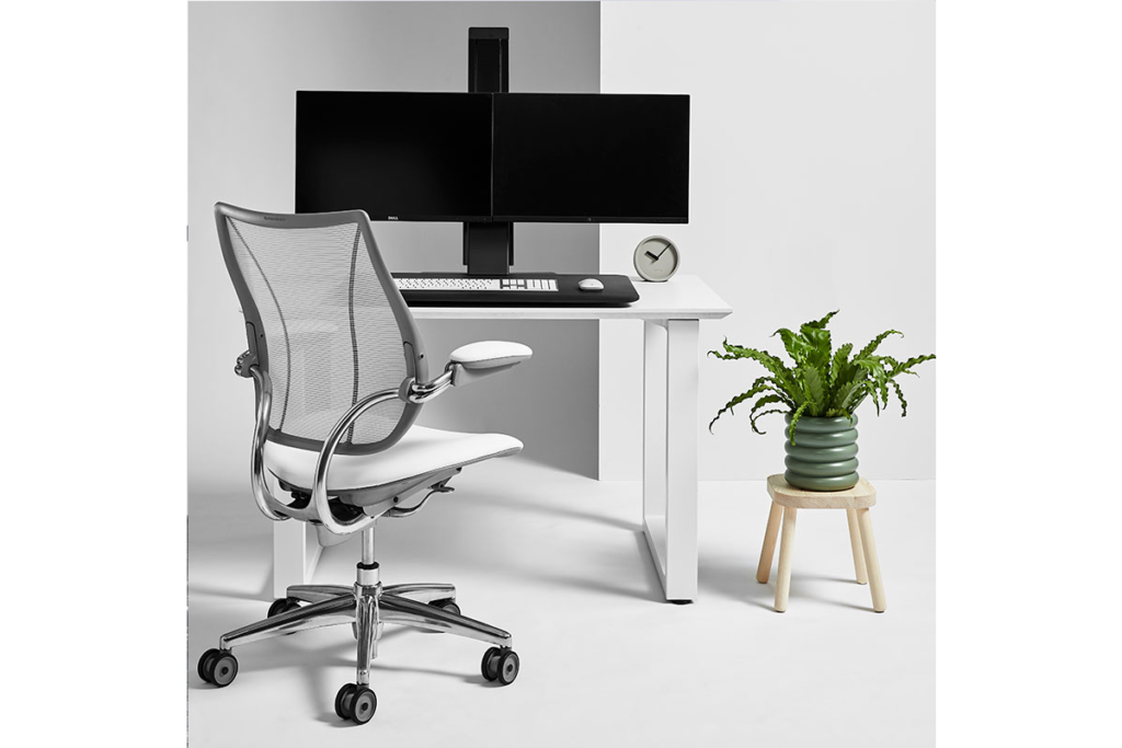 Dual monitor QuickStand Eco sit-stand station | Distrimar